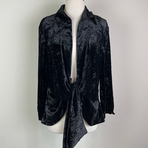 Mishca | Tops | Vintage Mishca Black Whimsigoth Velvet Tie Front Kimono ...